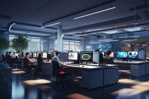 Premium Photo College Computer Lab With Students Coding And Generative Ai