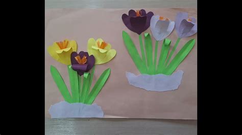 Заняття з аплікації Весняні квіти крокуси Youtube