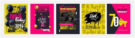 블랙 프라이데이 세일 포스터 또는 풍선과 색종이 조각이 있는 전단지 디자인 텍스트를 위한 장소입니다 브랜딩 웹 배너 카드 전단지에 대한 블랙 프라이데이 타이포그래피 컬렉션