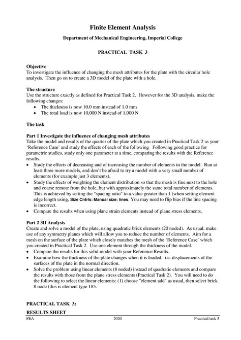 task 3 practical task 3 fea 2020 practical task 3 finite element