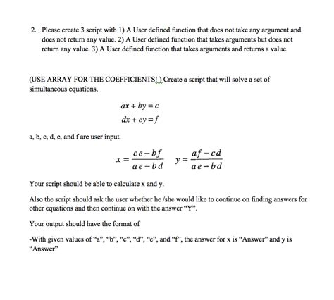 Solved Please Create Script With A User Defined Chegg Com