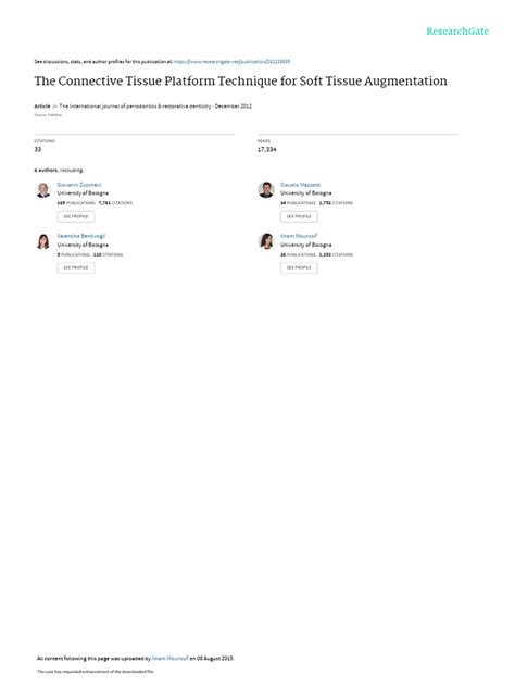 The Connective Tissue Platform Technique For Soft Tissue Augmentation