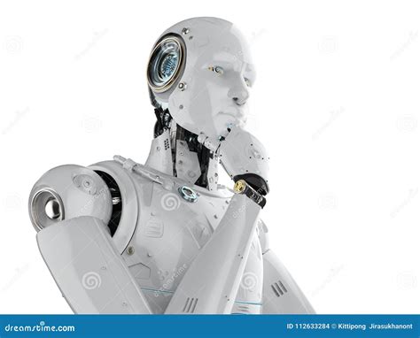 Ai Robot Thinking With Compute In Futuristic Lab Stock Image