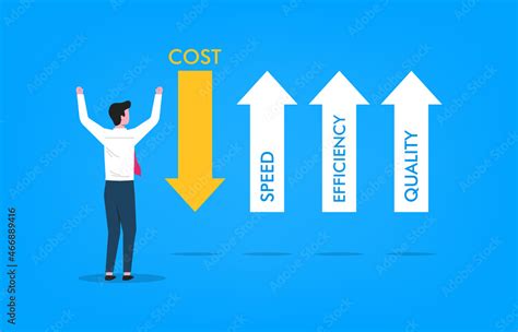 Business Optimization Concept With Arrows Symbol Increased Quality Efficiency Speed And