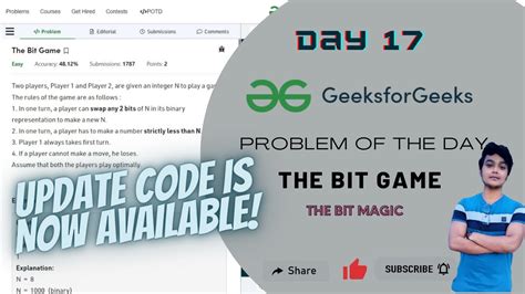 Day 17 The Bit Game Bit Magic Gfg Potd 24 September