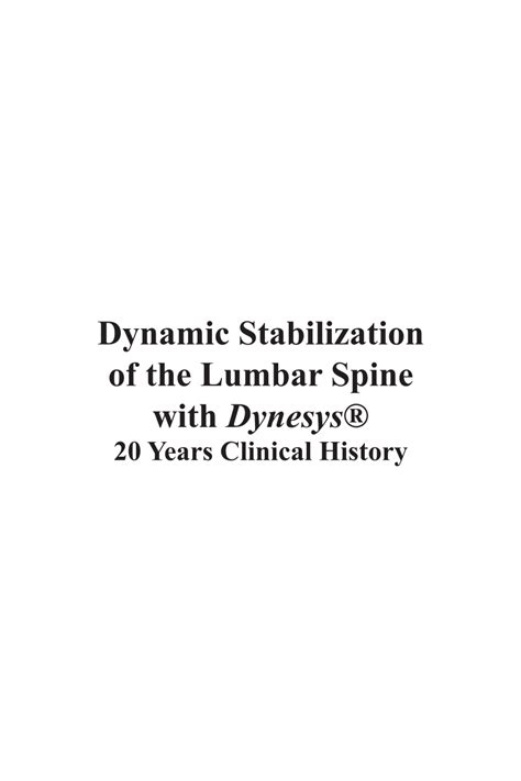Pdf Lumbar Spine Dynamic Stabilization Using The Dynesys System