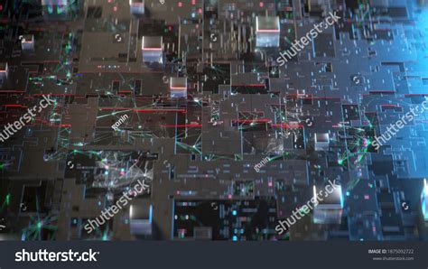 Printed Circuit Board Plexus Network Effect Stock Illustration