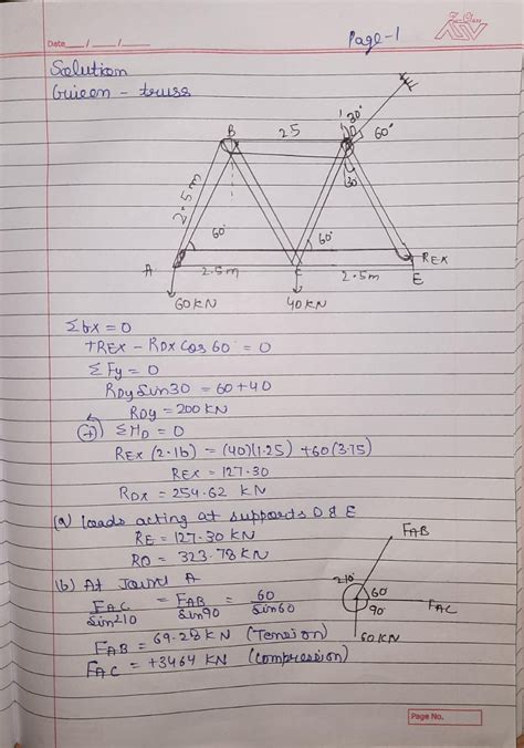 [solved] Consider The Truss Structure Shown In Figure 1 A Find The Loads Acting At Supports D