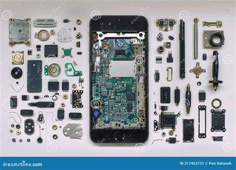 Smartphone Disassembled To Reveal Plastic Components And Circuitry