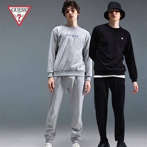 Gsshop 커플룩 패밀리룩 백화점 동일상품 수량선점필수 게스 남성 소프트기모 셋업 2세트 블랙 그레이 12152159 홈쇼핑모아