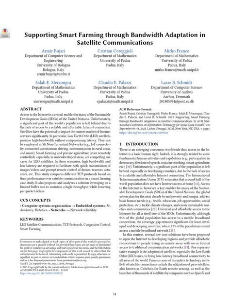 Supporting Smart Farming Through Bandwidth Adaptation In Satellite Communicationsacm