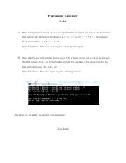 Lab6 Pdf Programming I Laboratory Lab 6 A Write A Program That Takes