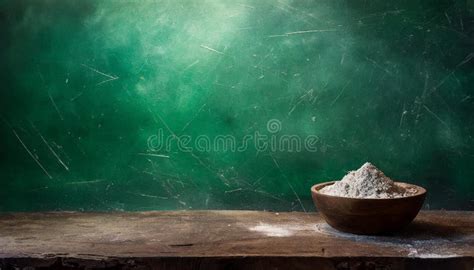 Empty Green Chalkboard With Scratched Surface And Weathered Wooden Planks In Front Vintage