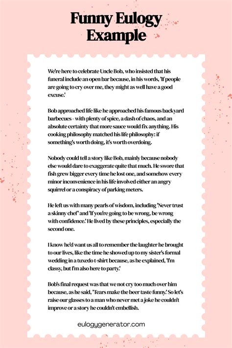 5 Funny Eulogy Templates To Use As Inspiration Eulogies By Jen