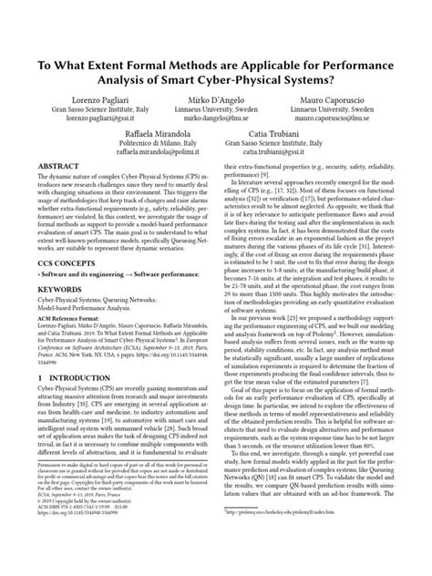 To What Extent Formal Methods Are Applicable For Performance Analysis Of Smart Cyber Physical