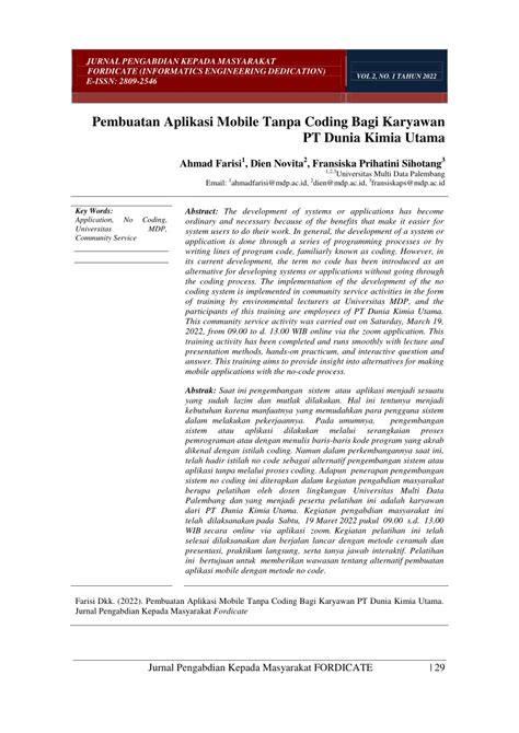 Pdf Pembuatan Aplikasi Mobile Tanpa Coding Bagi Karyawan Pt Dunia