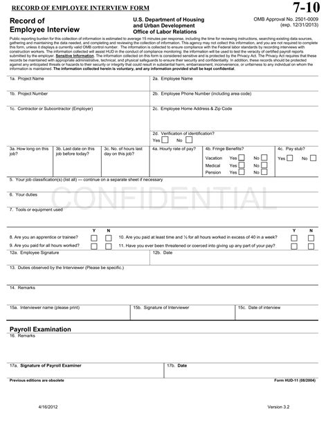 Hud Employee Interview Form ≡ Fill Out Printable Pdf Forms Online