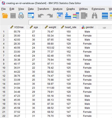 creating an id variable in spss statistics procedure to create an