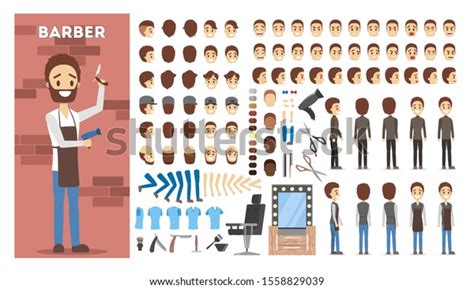 Barber Character Set Animation Various Views Stock Illustration 1558829039 Shutterstock