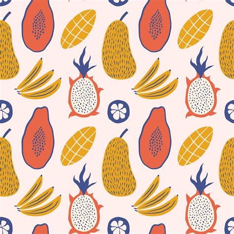 Premium Vector Hand Drawn Cute Fruit Seamless Pattern