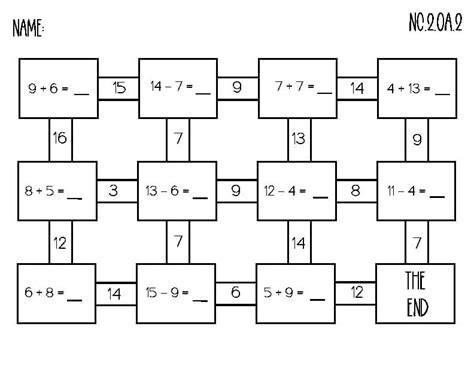2nd Grade Math Mazes Nc2oa2 And Nc2oa3 Addition Subtraction