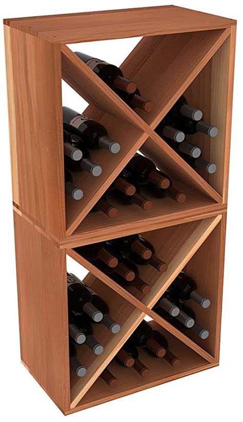 Creekside 24 Bottle Stackable Wine Cubes Set Of 2 12 Deep Redwood Wine Cubes Wood Wine