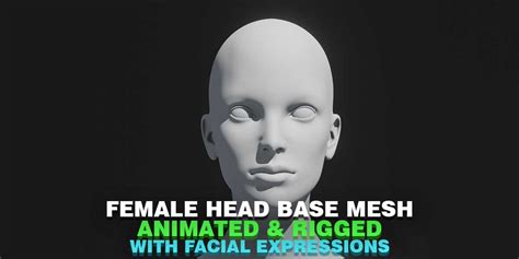 female head realistic base mesh 3d model animated with facial
