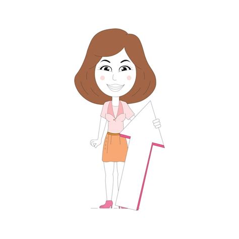 기업 소녀 흰색 배경에 고립 된 화살표 그림을 들고 프리미엄 벡터