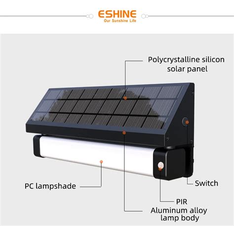 튜브 태양 광 Led 벽 조명 Pir 센서 듀얼 3000k 및 6000k 알루미늄 태양 광 Led 벽 정원 빛 문판