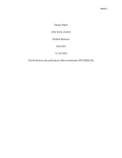 Cell Bio Final Lab Report BCH6746 USF Studocu