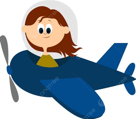 Ilustración De Una Niña En Un Avión Representada En Formato Vectorial