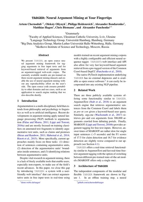 Pdf Targer Neural Argument Mining At Your Fingertips