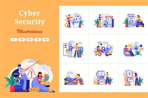 Cyber Security Illustration Pack 10 Crime And Security Illustrations