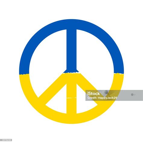 평화 상징 파란색과 노란색 우크라이나어 깃발로 채색 된 기호 우크라이나를 위한 평화 벡터 일러스트레이션 2021년~2022년