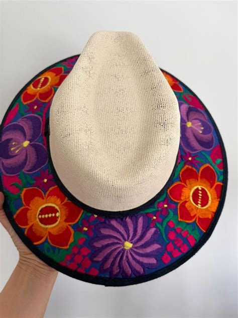 Hand Embroidered Mexican Hat • Floral Panama Hat For Women • Colorful