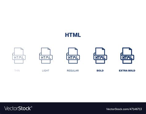 Html Icon Thin Light Regular Bold Black Icon Vector Image