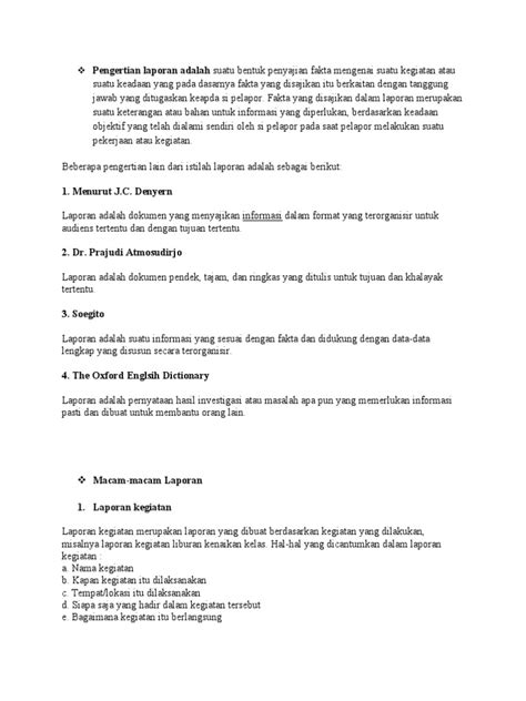 Laporan Pengertian And Macam2 Pdf