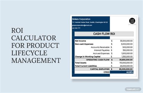 ROI Calculator For Product Lifecycle Management Google Sheets Excel