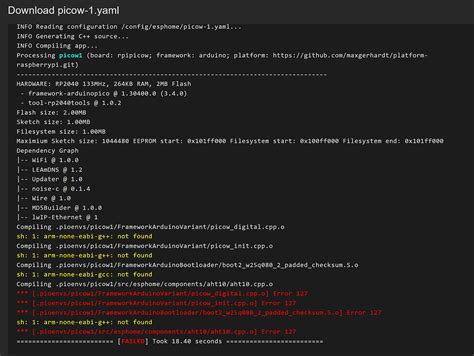 Raspberry Pi Pico W Not Compiling Since 120 Update Esphome Home