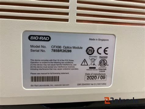 Bio Rad Cfx96 Touch Real Time Pcr Detection System For Sale Retrade