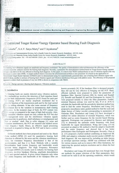 Pdf Generalized Teager Kaiser Energy Operator Based Bearing Fault