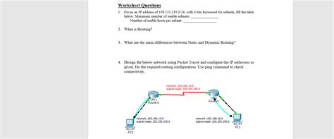 Solved Worksheet Questions 1 Given An IP Address Of Chegg Com