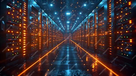 Premium Photo Retrofuturistic Corridor Of A High Performance Datacenter