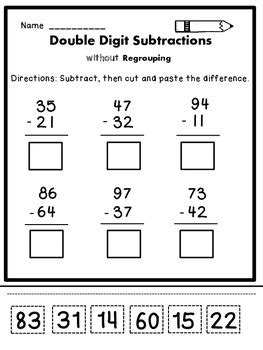 Double Digit Subtraction Without Regrouping By Dana S Wonderland