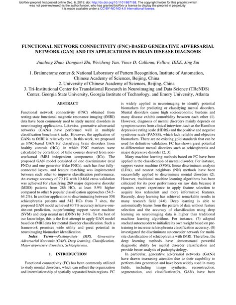 PDF FUNCTIONAL NETWORK CONNECTIVITY FNC BASED GENERATIVE ADVERSARIAL NETWORK GAN AND ITS