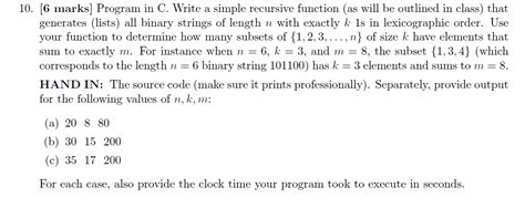 Marks Program In C Write A Simple Recursive Chegg