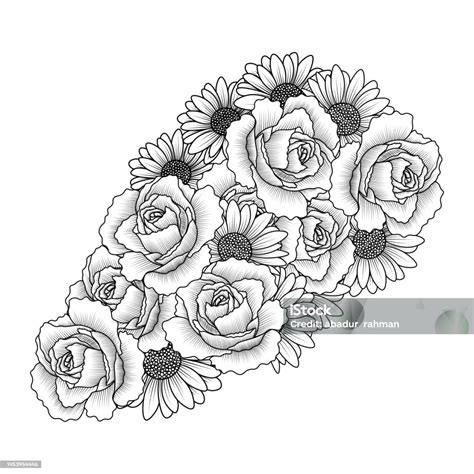 데이지 꽃과 장미 꽃 성인 색칠 공부 책 페이지 디자인 벡터 클립 아트 0명에 대한 스톡 벡터 아트 및 기타 이미지 0명 거베라데이지 꽃 식물 Istock