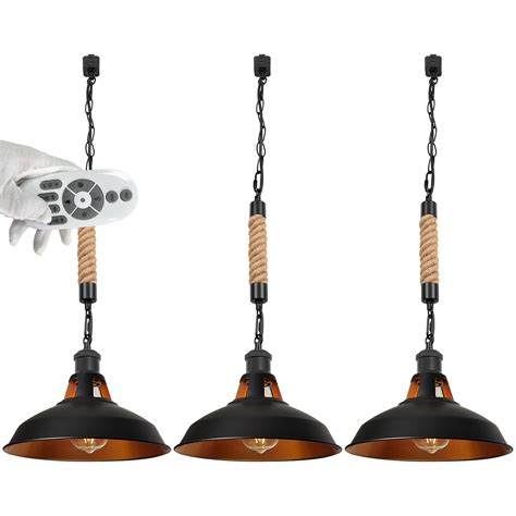 Fsliving Industrial J Type Track Light Pendants Hemp Rope Iron Chain