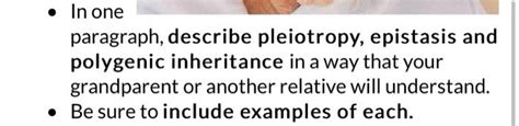 Solved In One Paragraph Describe Pleiotropy Epistasis
