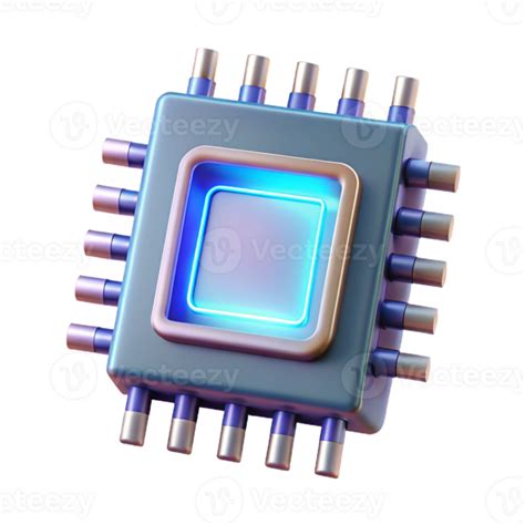 Dramatic Abstract Quantum Computing Chip Cutout With Glow Effect